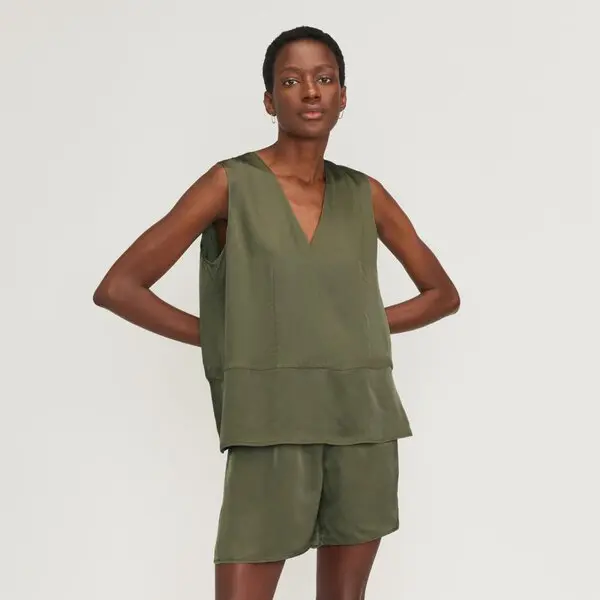 Everlane Satin V-neck Top