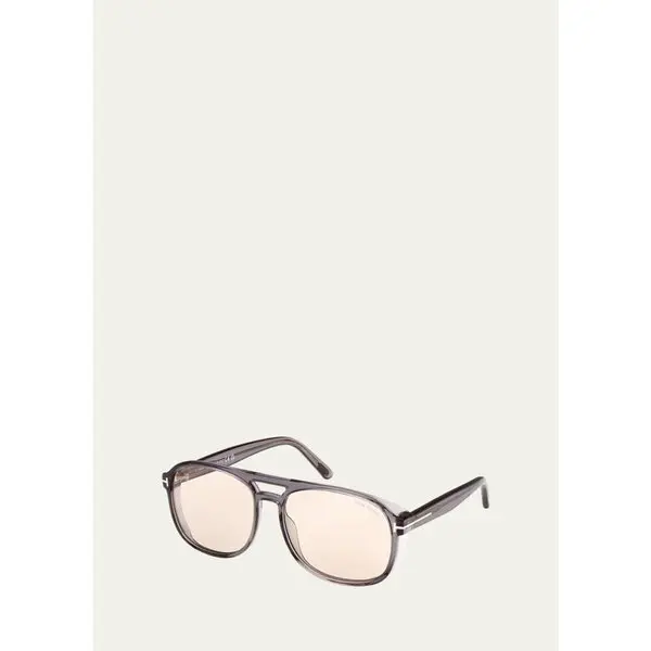 TOM FORD Grey Transparent Acetate Aviator Sunglasses
