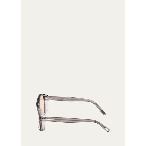 TOM FORD Grey Transparent Acetate Aviator Sunglasses