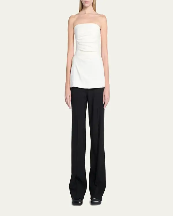 Proenza Schouler Gathered Crepe Strapless Top - White