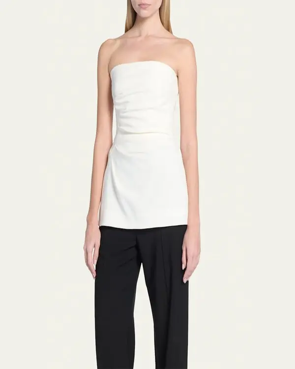 Proenza Schouler Gathered Crepe Strapless Top - White