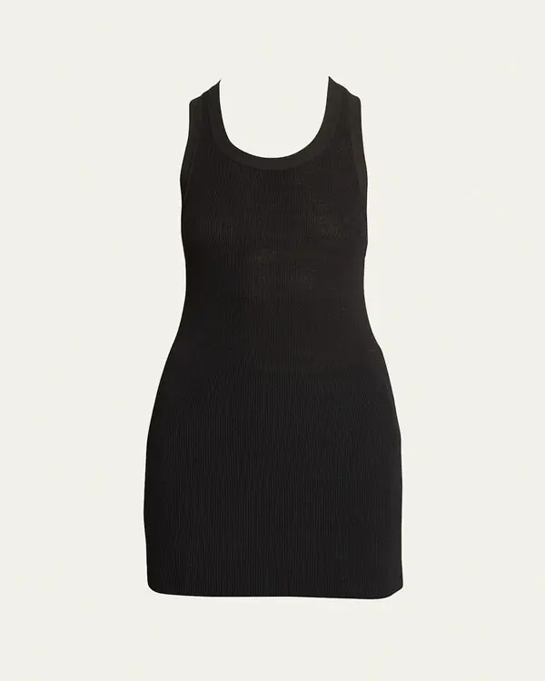 Proenza Schouler Matte Viscose Ribbed Knit Tank Top - Black