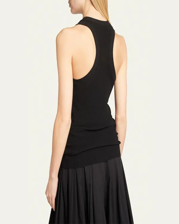Proenza Schouler Matte Viscose Ribbed Knit Tank Top - Black