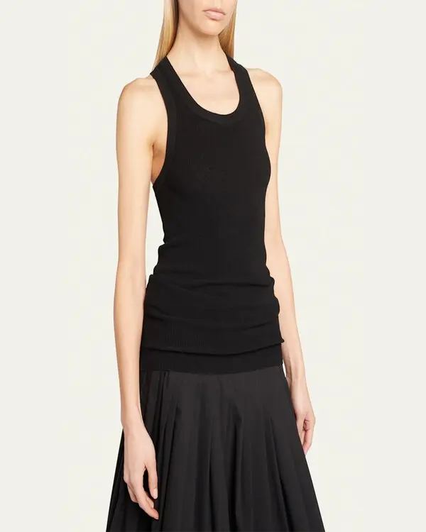 Proenza Schouler Matte Viscose Ribbed Knit Tank Top - Black