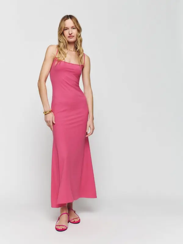 hot pink dresses for women nearby Hot Coral Pink Long Prom Dress with Strappy Open Back Hot Coral / 4 main image 0