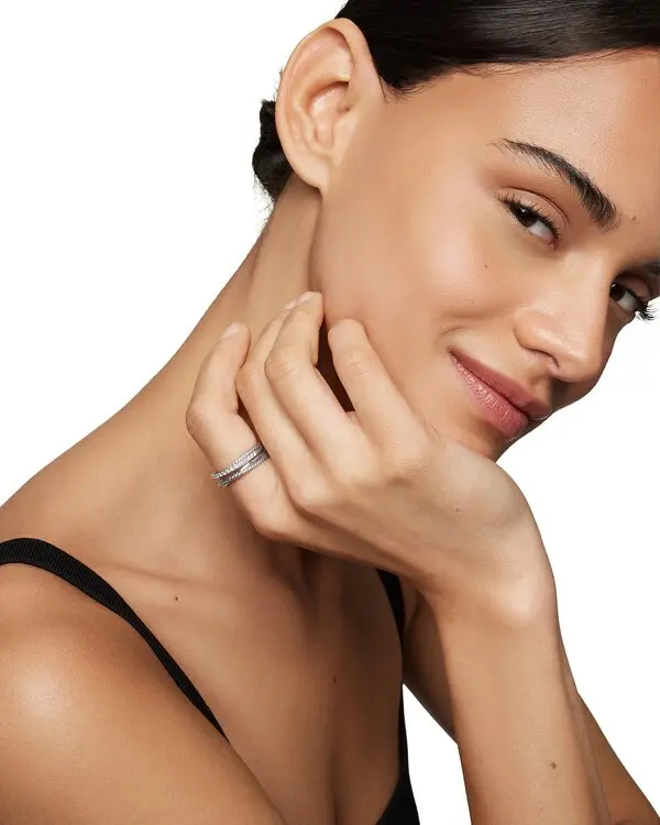 David Yurman Crossover Ring With Diamonds - Silver