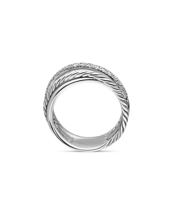 David Yurman Crossover Ring With Diamonds - Silver