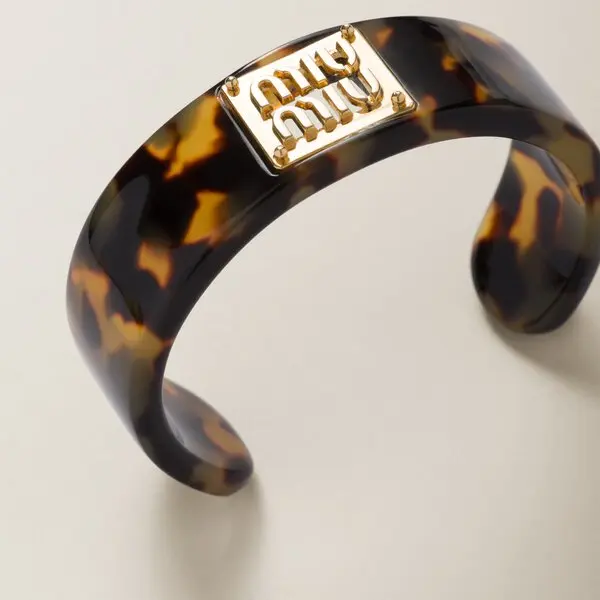 Miu Miu Plexiglass And Metal Bracelet - Tortoiseshell/Gold