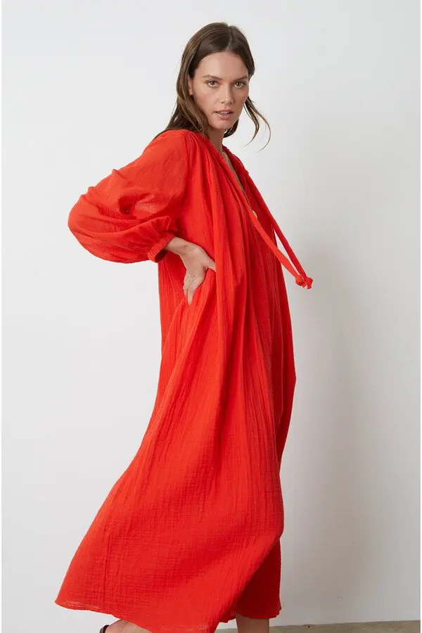 Velvet By Graham & Spencer Carmella Cotton Gauze Maxi Dress In Natural -  50% Off | Editorialist