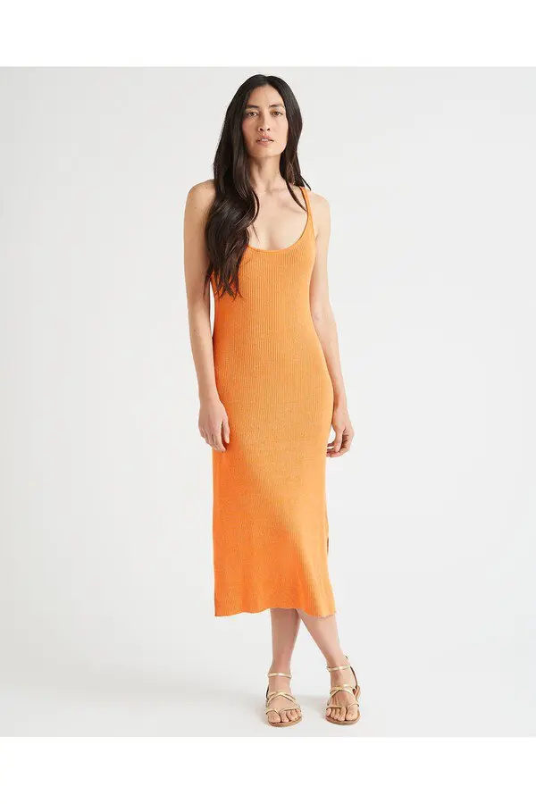 splendid ribbed maxi dress Splendid Ribbed Tie Waist Maxi Dress Women Medium Beige Long Sleeve Side  Slit