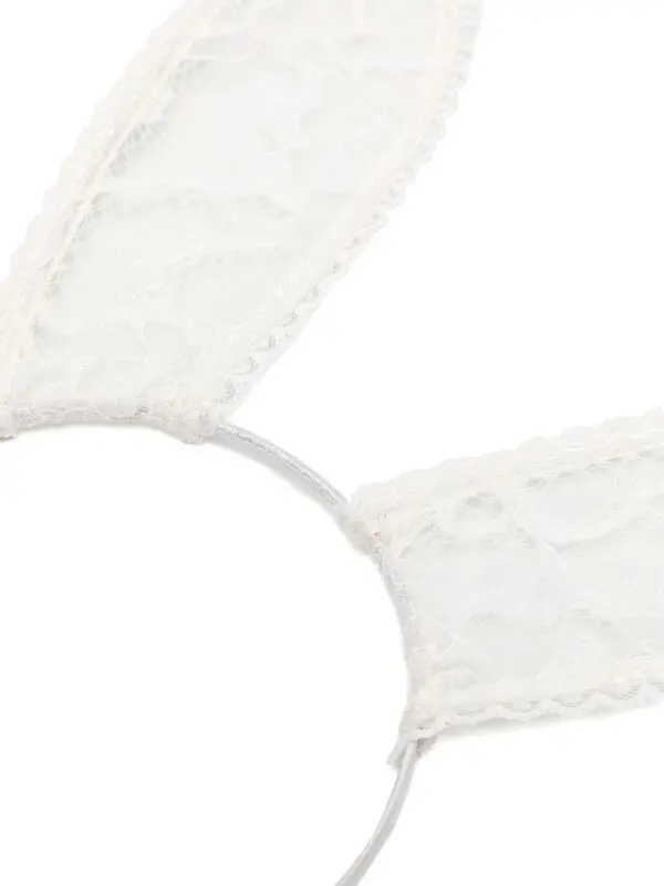 FLEUR DU MAL Lace Bunny Ears Headband - White