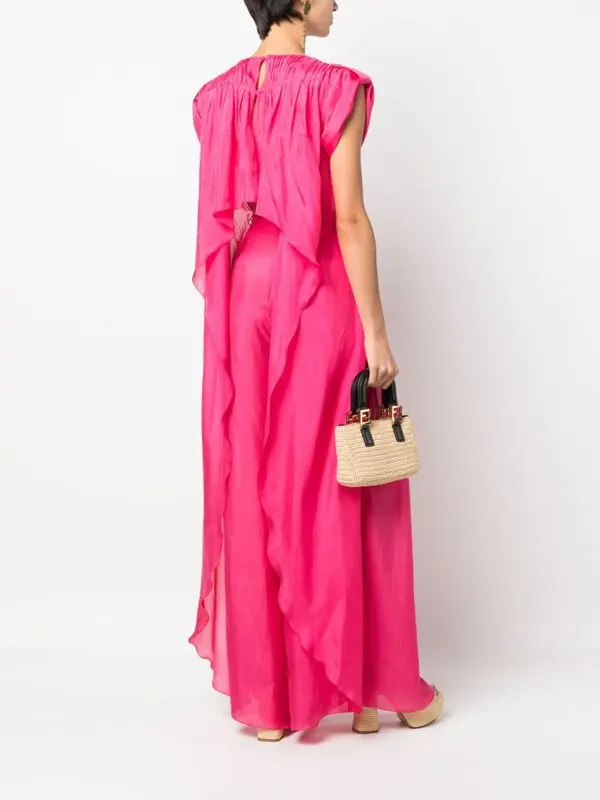 Alberta Ferretti Tied-waist Draped Silk Jumpsuit