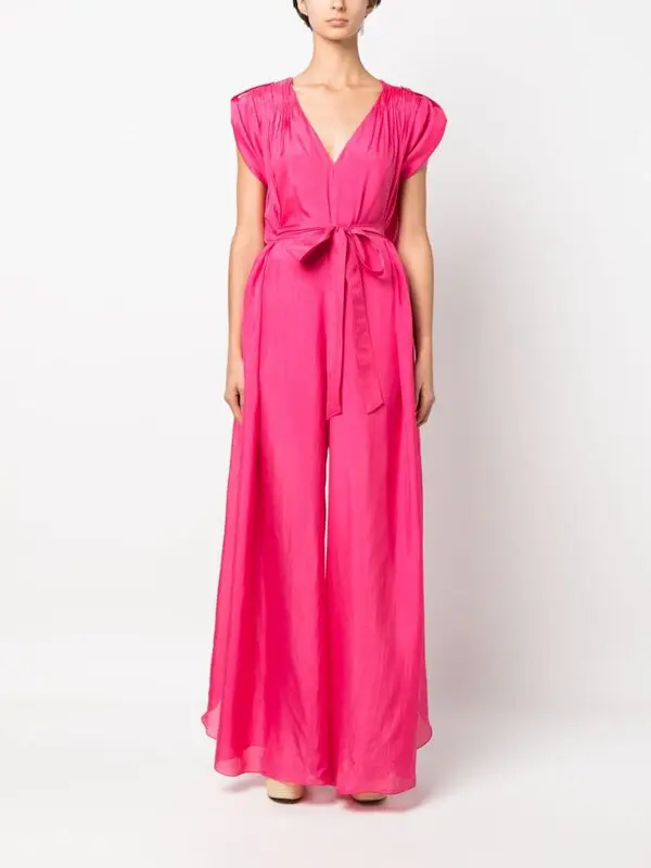 Alberta Ferretti Tied-waist Draped Silk Jumpsuit