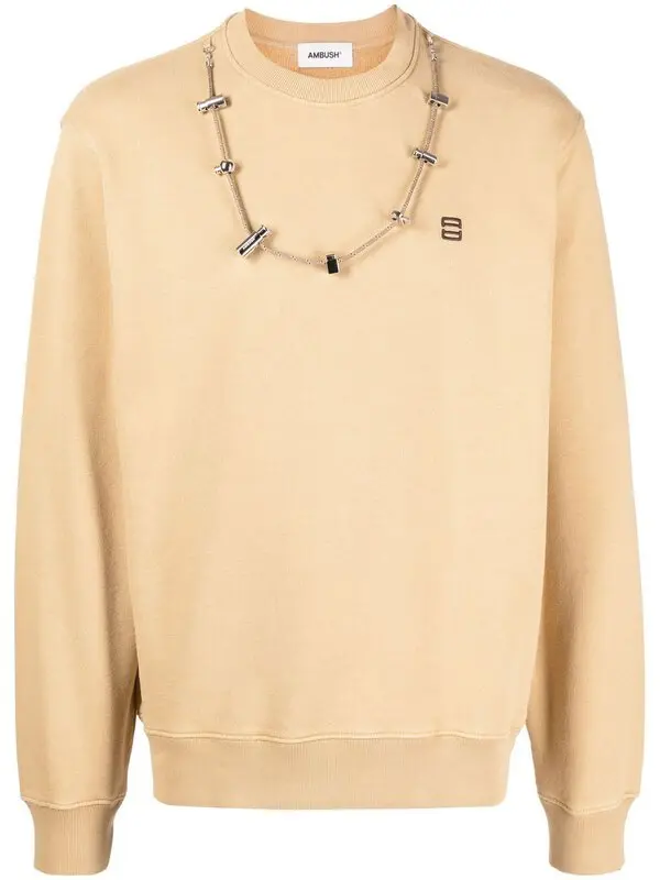 AMBUSH Stopper-detail Cotton Sweatshirt - Brown