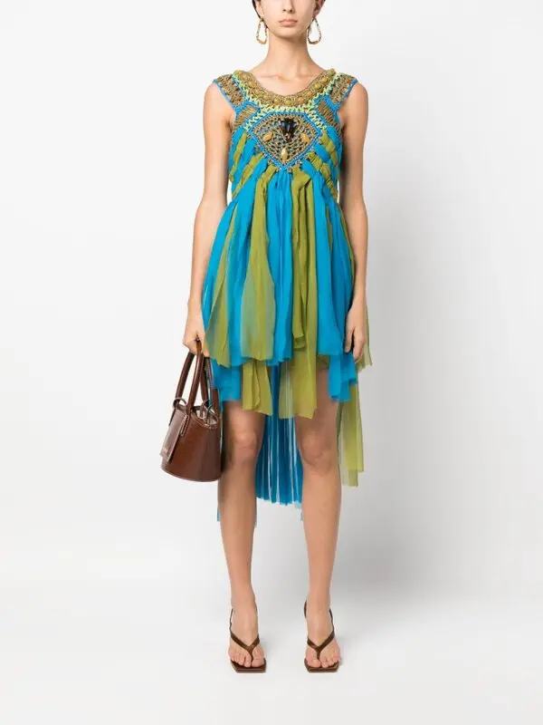 Alberta Ferretti Embellished Sleeveless Midi Dress