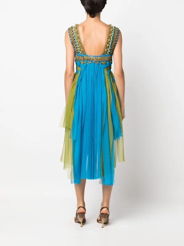 Alberta Ferretti Embellished Sleeveless Midi Dress