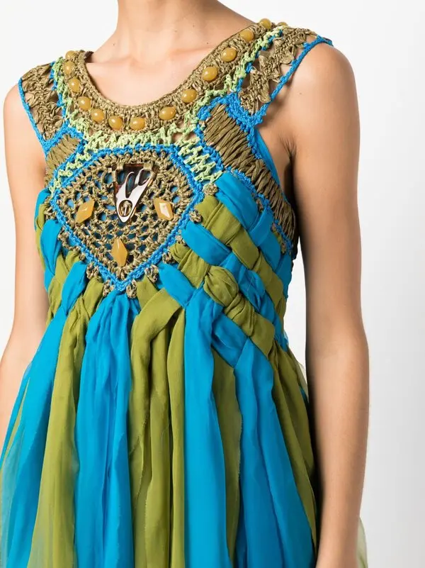 Alberta Ferretti Embellished Sleeveless Midi Dress