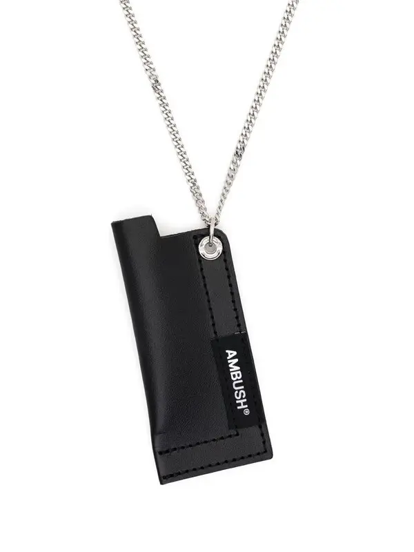 AMBUSH Leather Lighter Case Necklace - Black