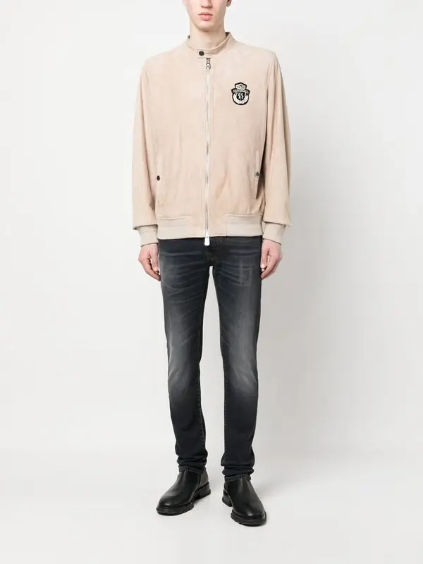 BILLIONAIRE Logo-patch Straight Leg Jeans - Grey