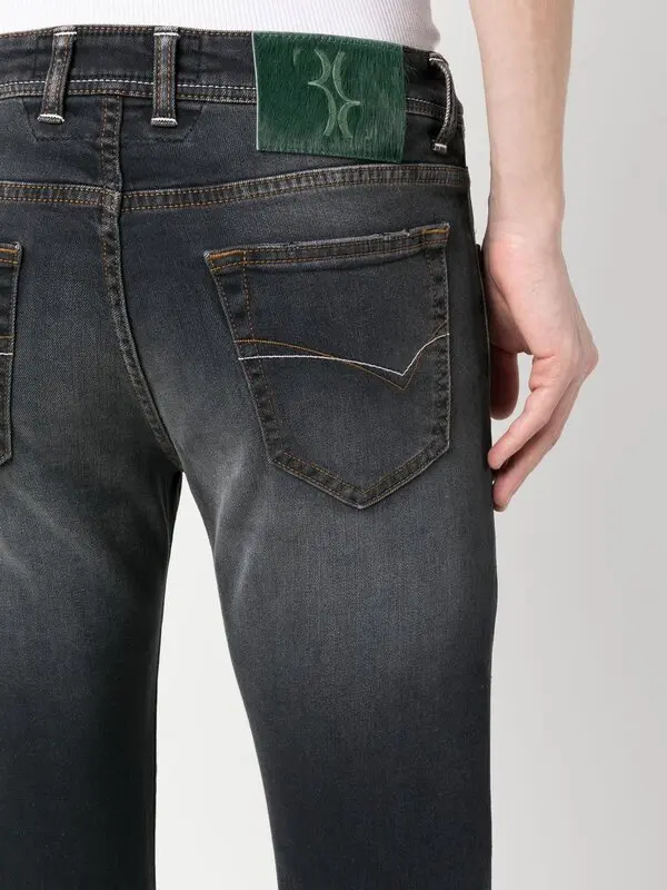 BILLIONAIRE Logo-patch Straight Leg Jeans - Grey