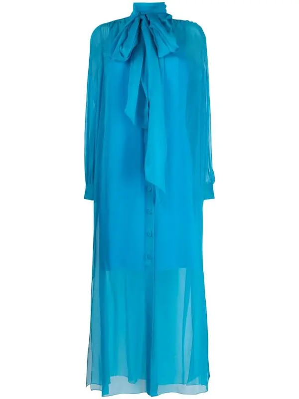 Alberta Ferretti Semi-sheer Poet-sleeve Dress