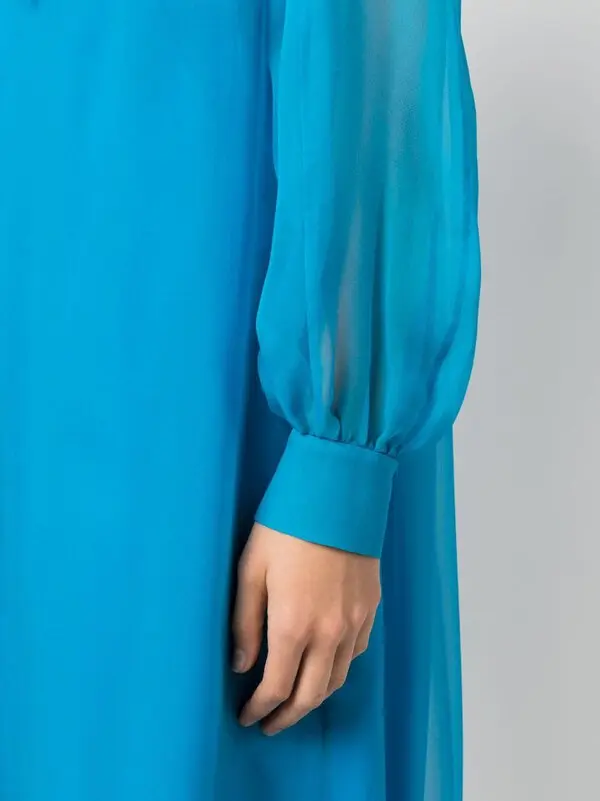 Alberta Ferretti Semi-sheer Poet-sleeve Dress