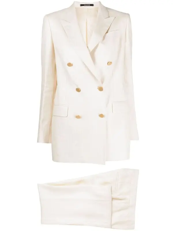 Tagliatore Double-breasted Linen Suit - Neutrals