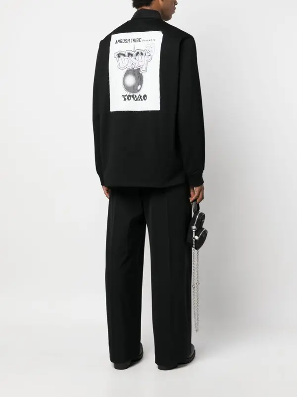 AMBUSH Logo-embroidered Cotton Shirt - Black