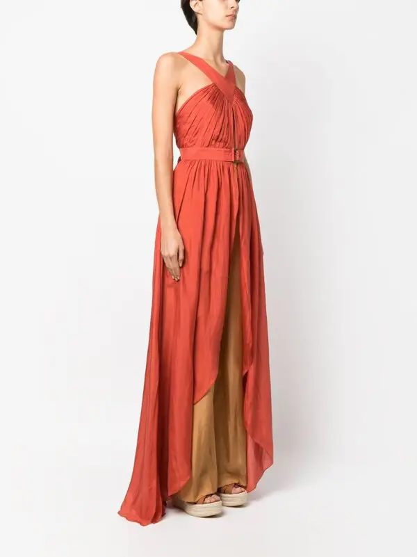 Alberta Ferretti Pleated Sleeveless Maxi Dress