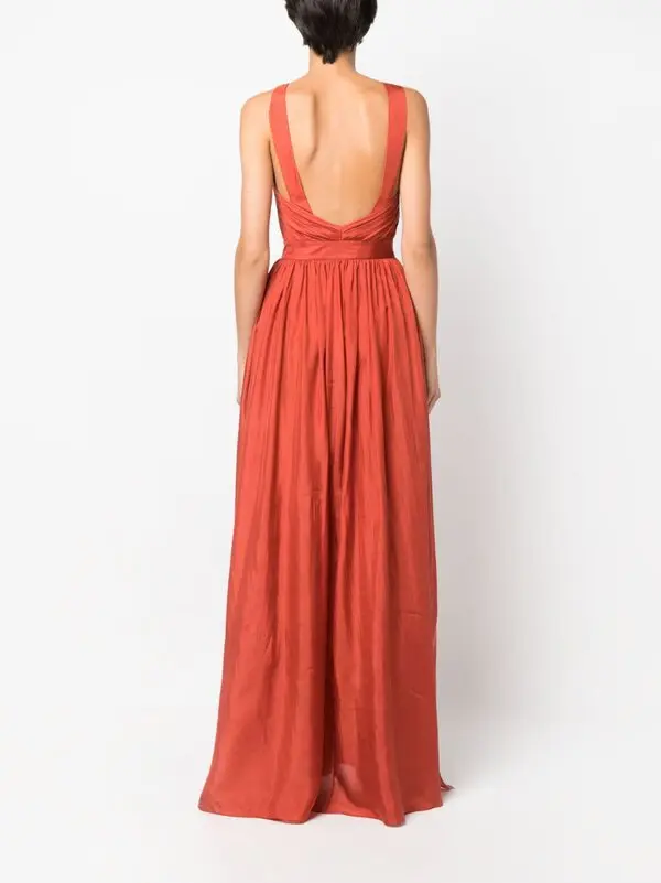Alberta Ferretti Pleated Sleeveless Maxi Dress