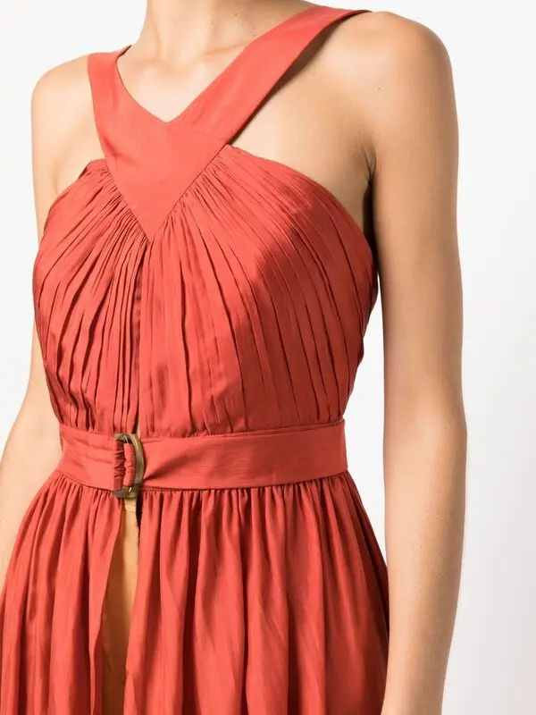 Alberta Ferretti Pleated Sleeveless Maxi Dress