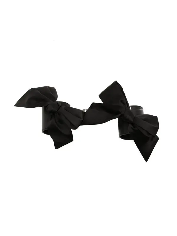 Fleur Du Mal Bow-detail Leather Cuffs - Black