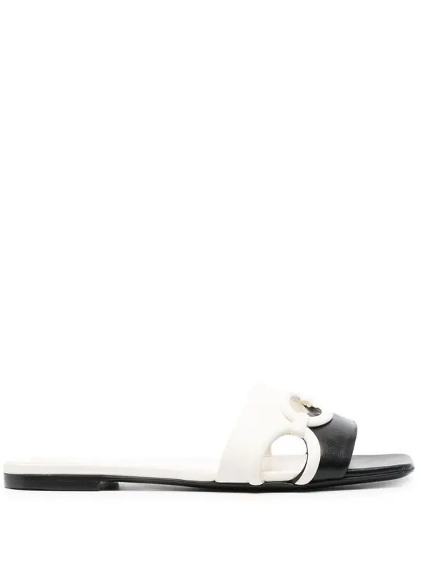 Valentino Garavani Chain 1967 Leather Flat Sandals - White