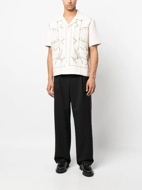 Bode Gerber Border Short-Sleeve Shirt In Neutrals - 71% Off 