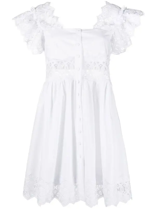 Alberta Ferretti Square-neck Fluted Midi Dress