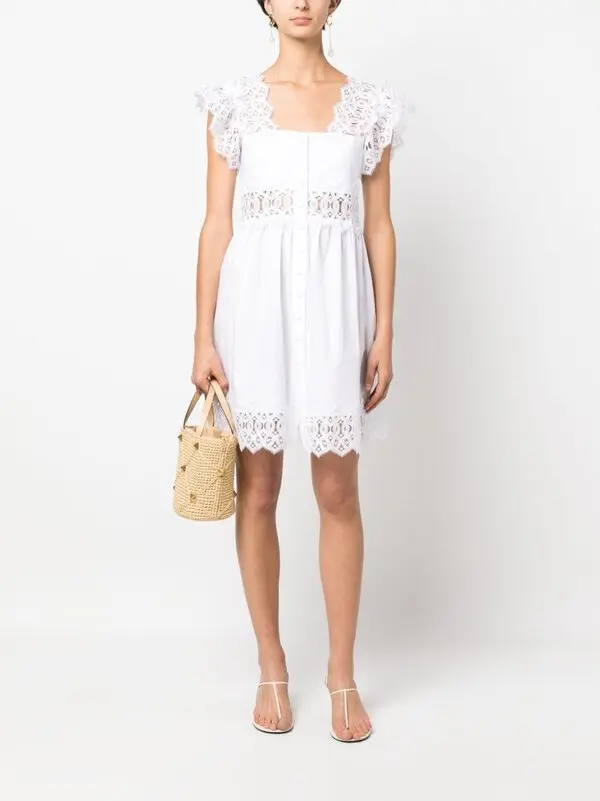 Alberta Ferretti Square-neck Fluted Midi Dress