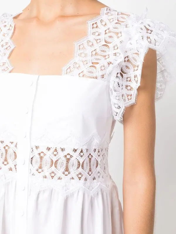 Alberta Ferretti Square-neck Fluted Midi Dress