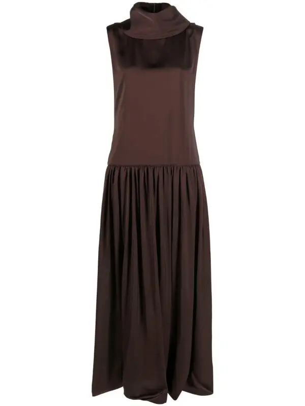 Jil Sander Drop-Waist Jersey Dress In Brown - 40% Off | Editorialist