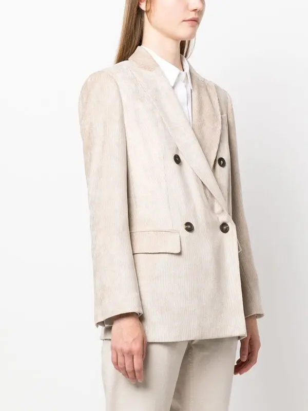 Brunello Cucinelli Double-breasted Corduroy Blazer - Neutrals