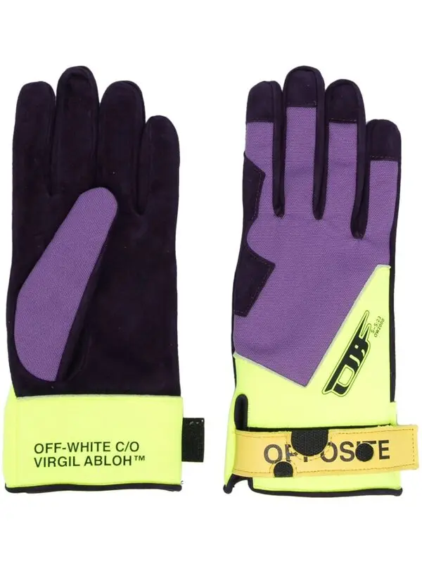 Off-White Logo-print Touch-strap Gloves - Purple