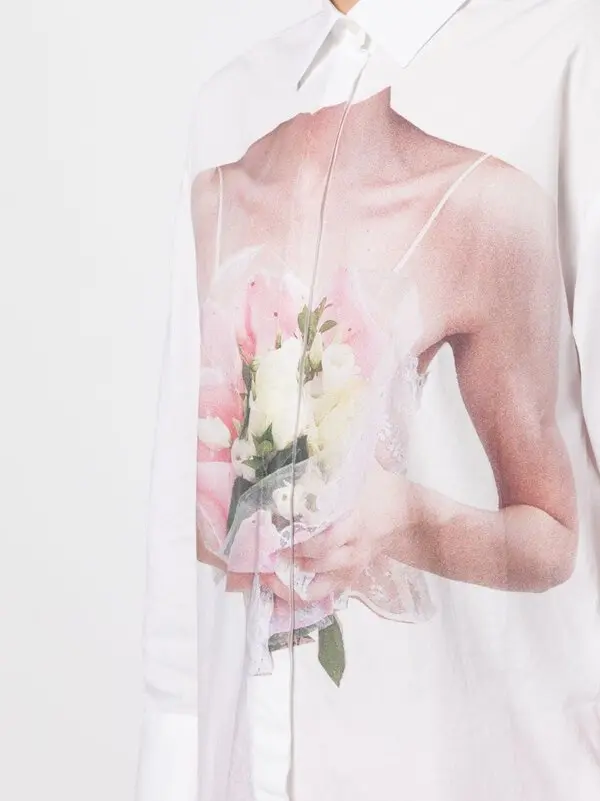 MSGM Rose-print Poplin Shirt