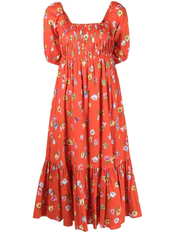 kate spade red floral dress Floral Print Knee-Length Dress