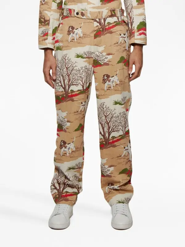 BODE Pointing Dog" Print Cotton Trousers