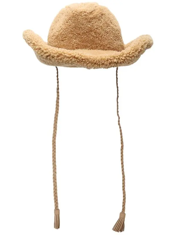 帽子 Bally Shearling Hat Camel Bally Shearling Cowboy Hat In Neutrals - 25% Off | Editorialist
