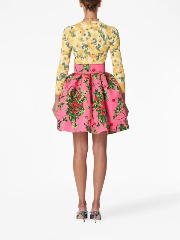 Carolina Herrera Floral-print Fine-knit Cardigan