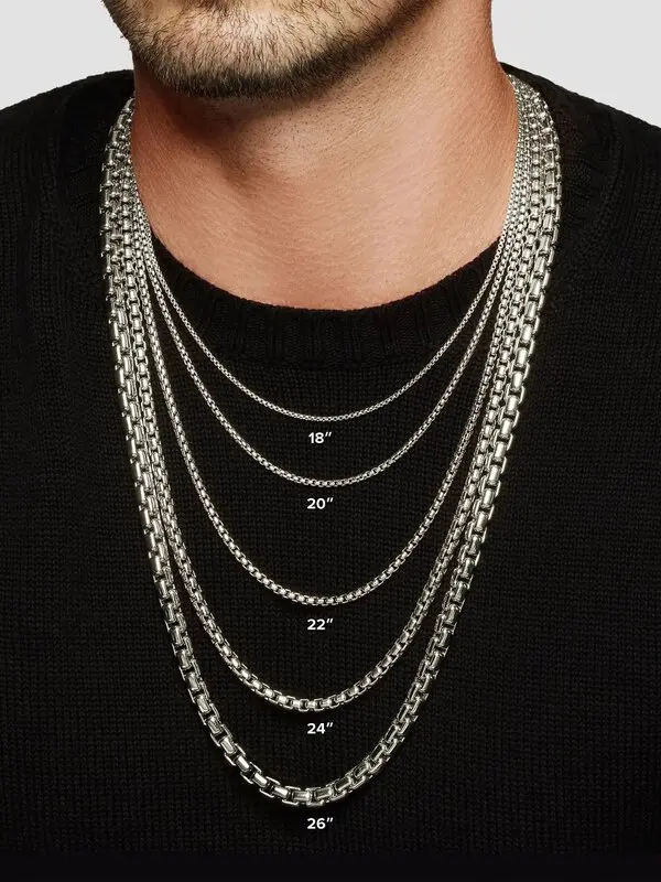 David Yurman Box Chain Necklace With Grey Titanium