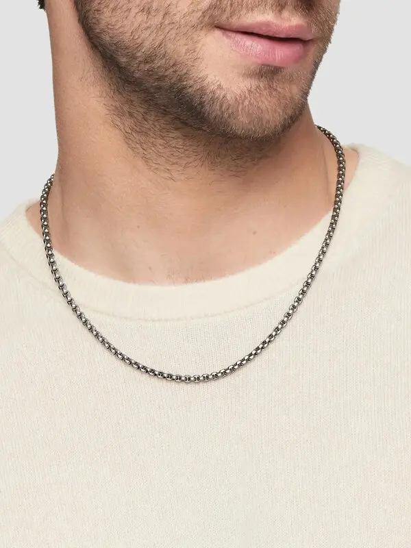 David Yurman Box Chain Necklace With Grey Titanium