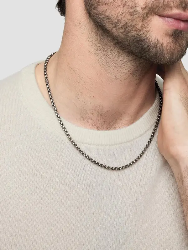 David Yurman Box Chain Necklace With Grey Titanium