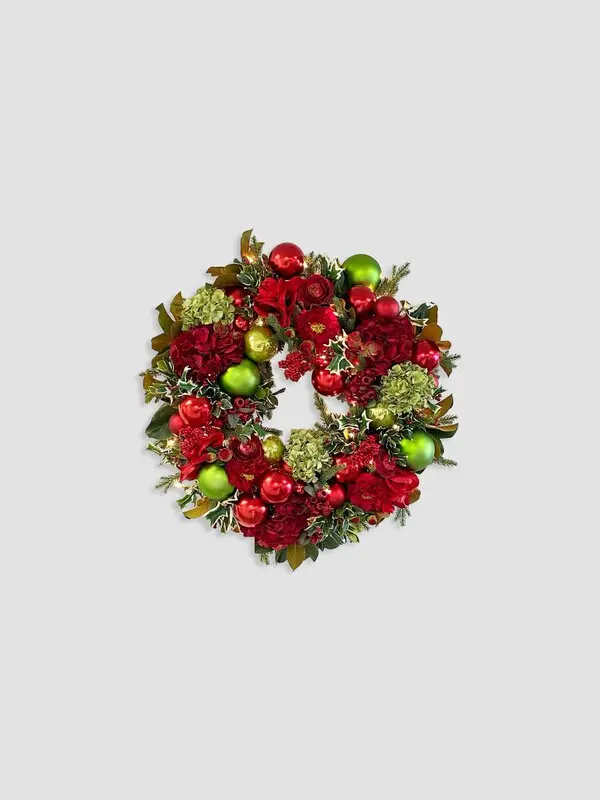 WINWARD HOME Permanent Botanicals Hydrangea & Amaryllis Wreath