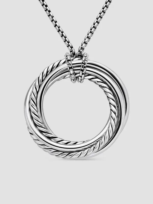 David Yurman Crossover Pendant Necklace In Sterling With Diamonds, 26mm